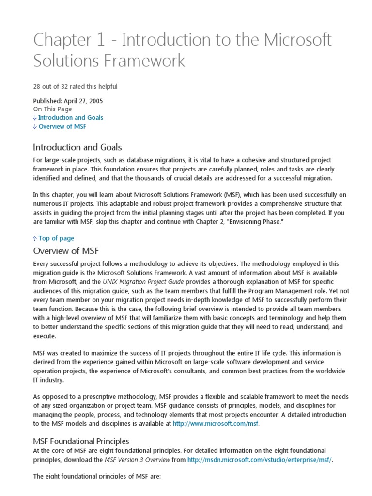 Chapter 1 - Introduction To The Microsoft Solutions Framework | PDF ...