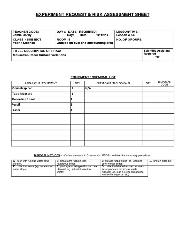 Experiment Request and Risk Assessment | PDF | Risk | Experiment