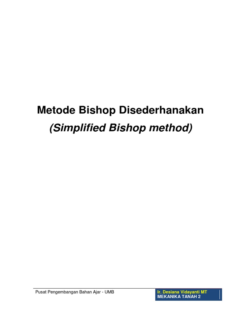 Mekanika Batuan Metode Bishop Disederhanakan | PDF
