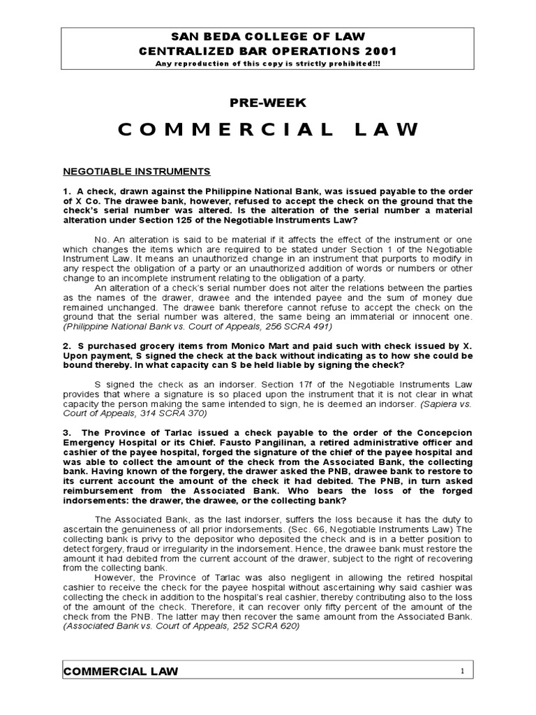 Preweek - Commercial | PDF | Cheque | Mortgage Law