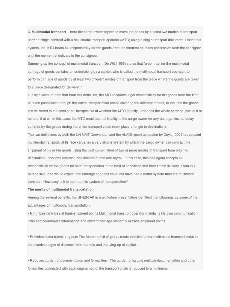 Multimodal Transport | PDF | Cargo | Transport