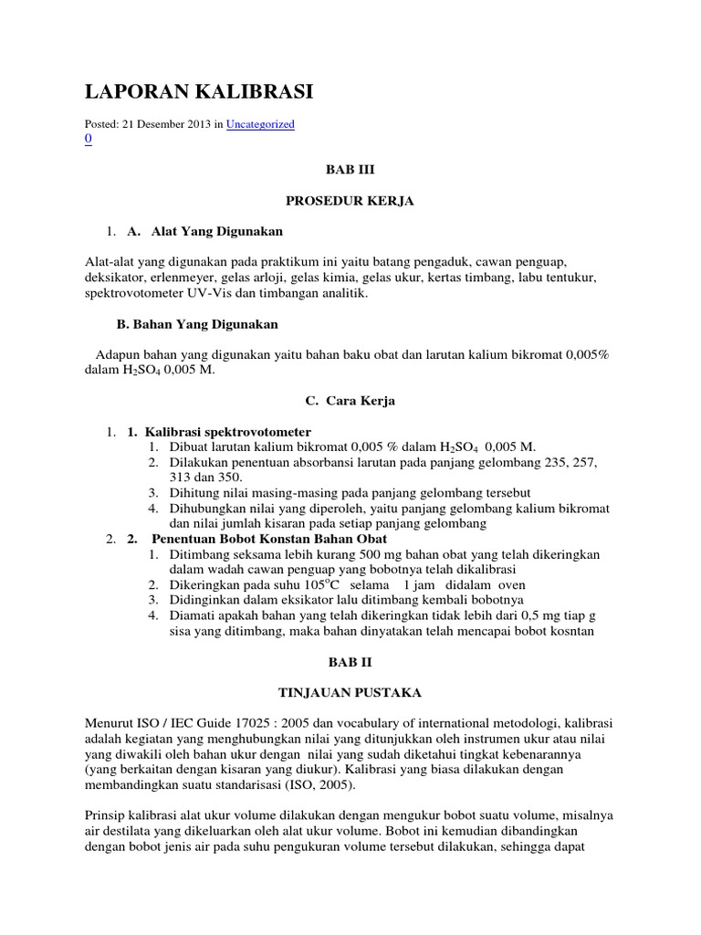 Laporan Kalibrasi | PDF