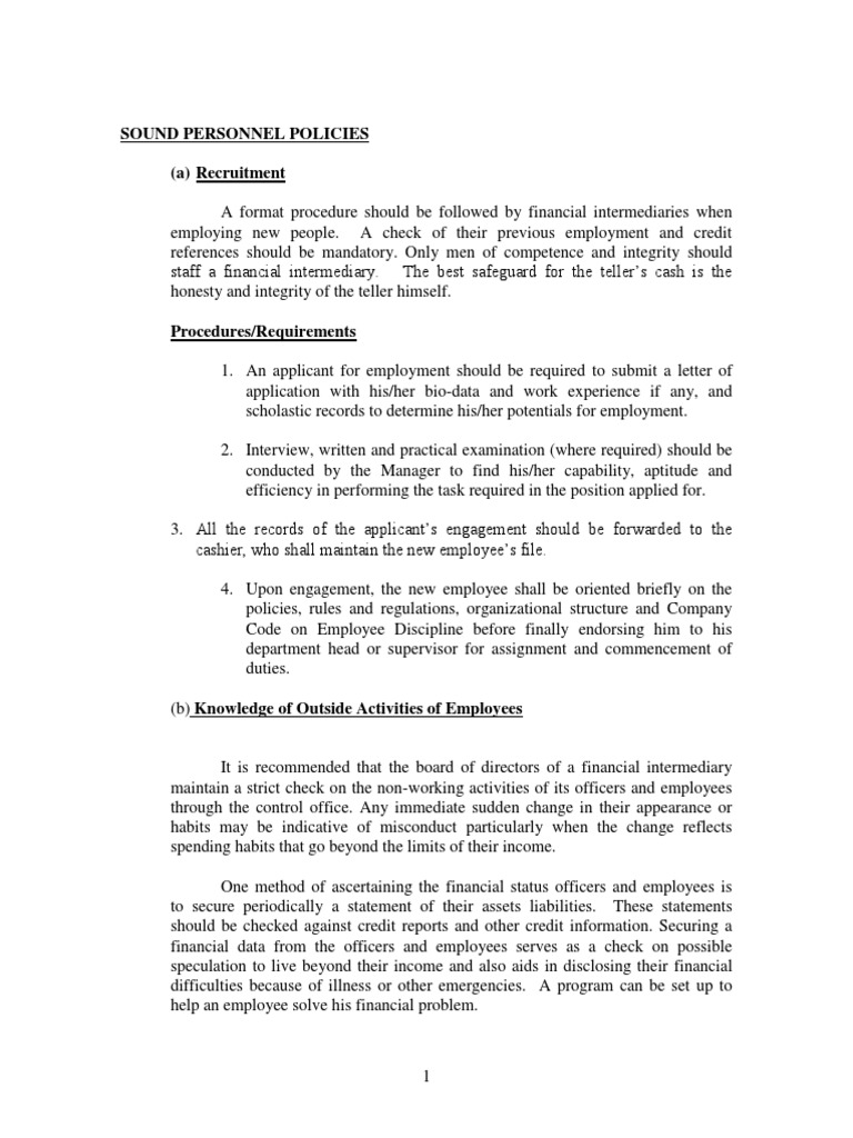 Sound Personnel Policies | PDF | Performance Appraisal | Employment
