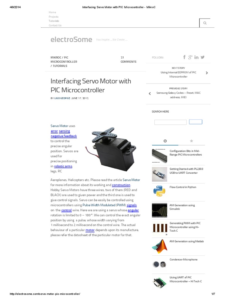 Control Servo Motor with PIC MikroC | PDF | Pic Microcontroller ...