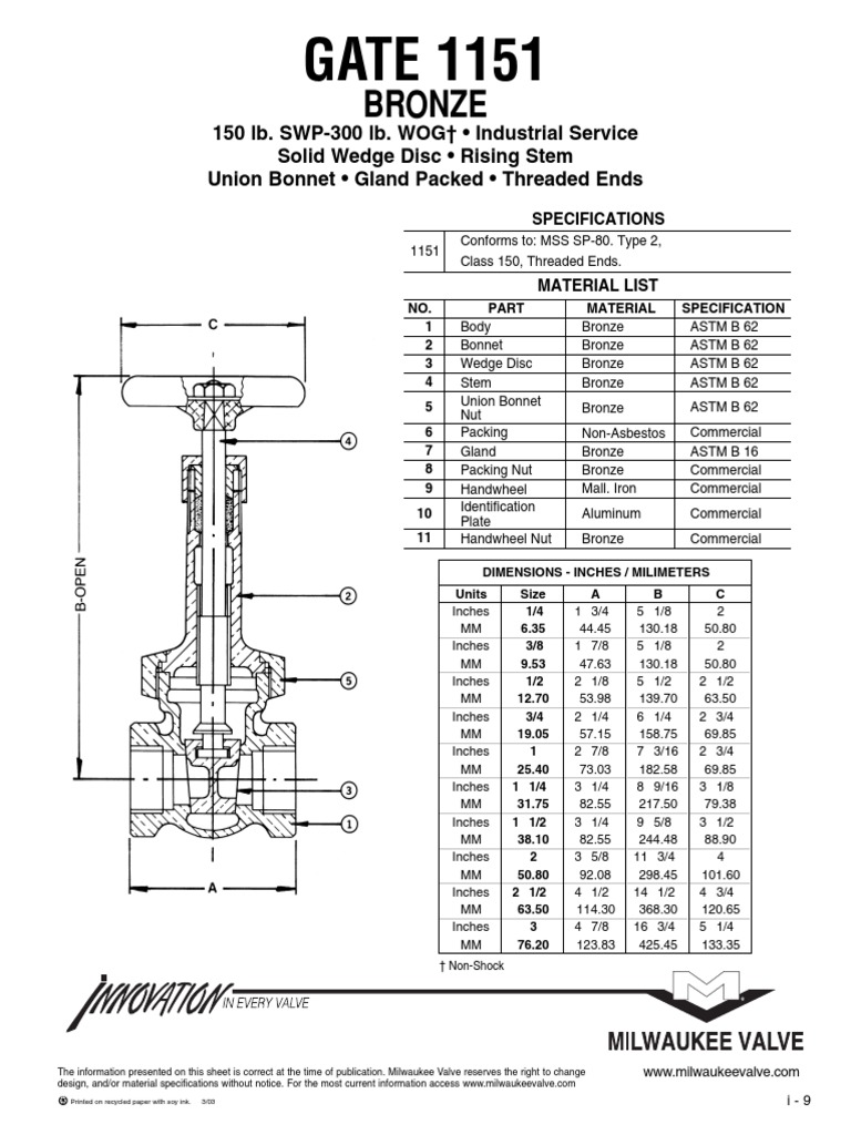 Gate Valve Dimensions and Materials Guide | PDF | Computers ...