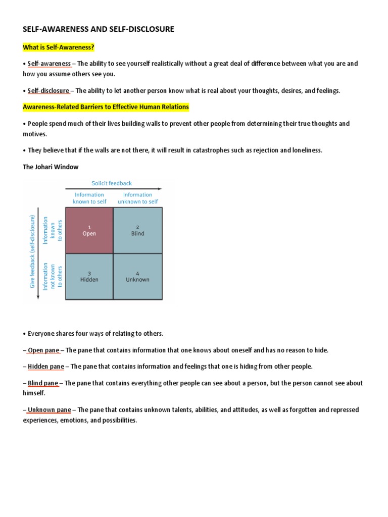 SELF Disclosure | PDF | Behavioural Sciences | Cognition
