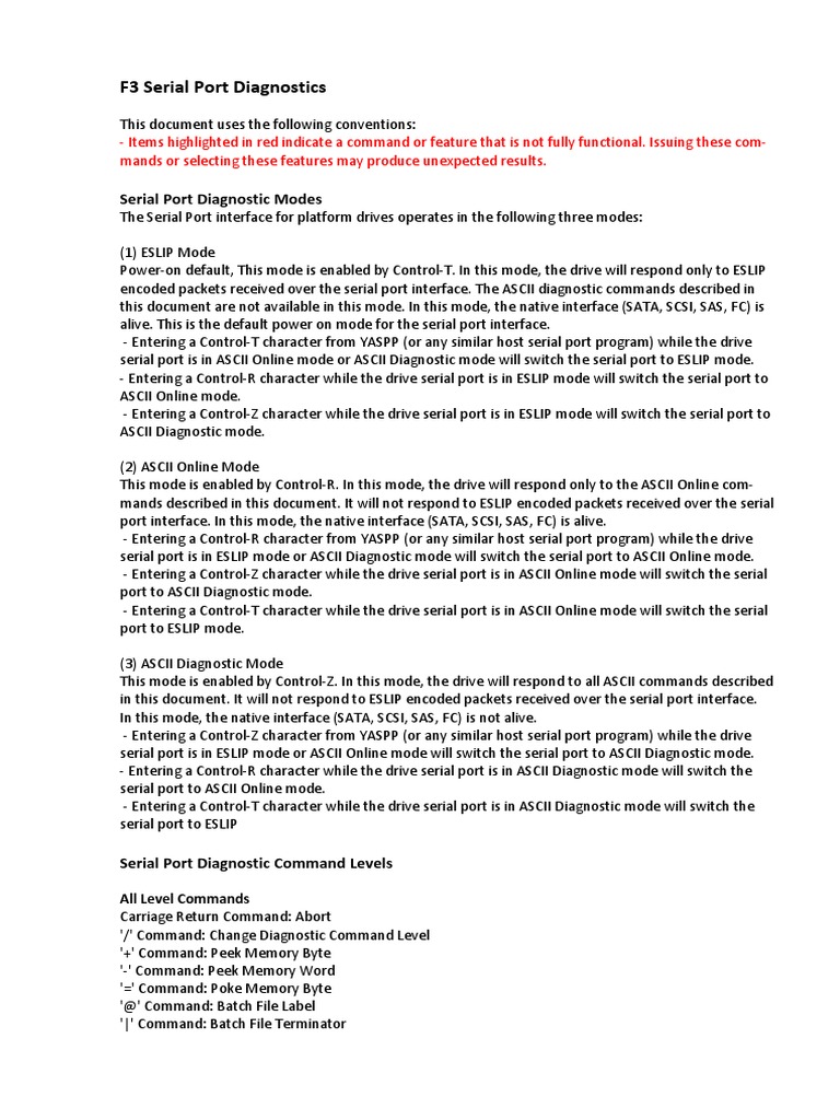Сигейт F3 Serial Port Diagnostics | PDF | Parameter (Computer Programming) | Data Buffer