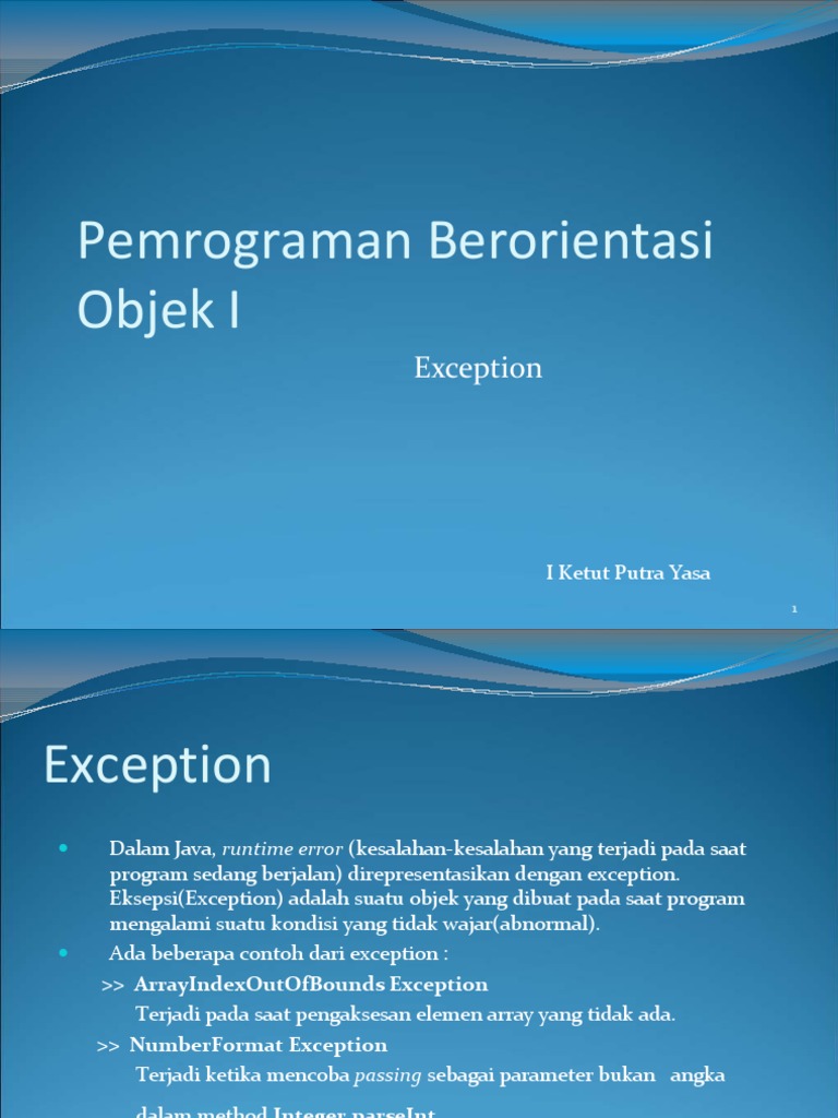 Panduan Lengkap Exception Handling di Java | PDF | Konstruktor (Pemrograman Berorientasi Objek ...