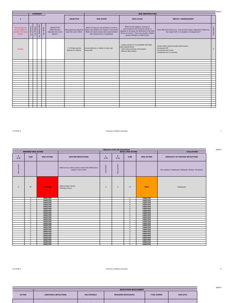 RMB Standard Risk Register | PDF | Risk Management | Risk