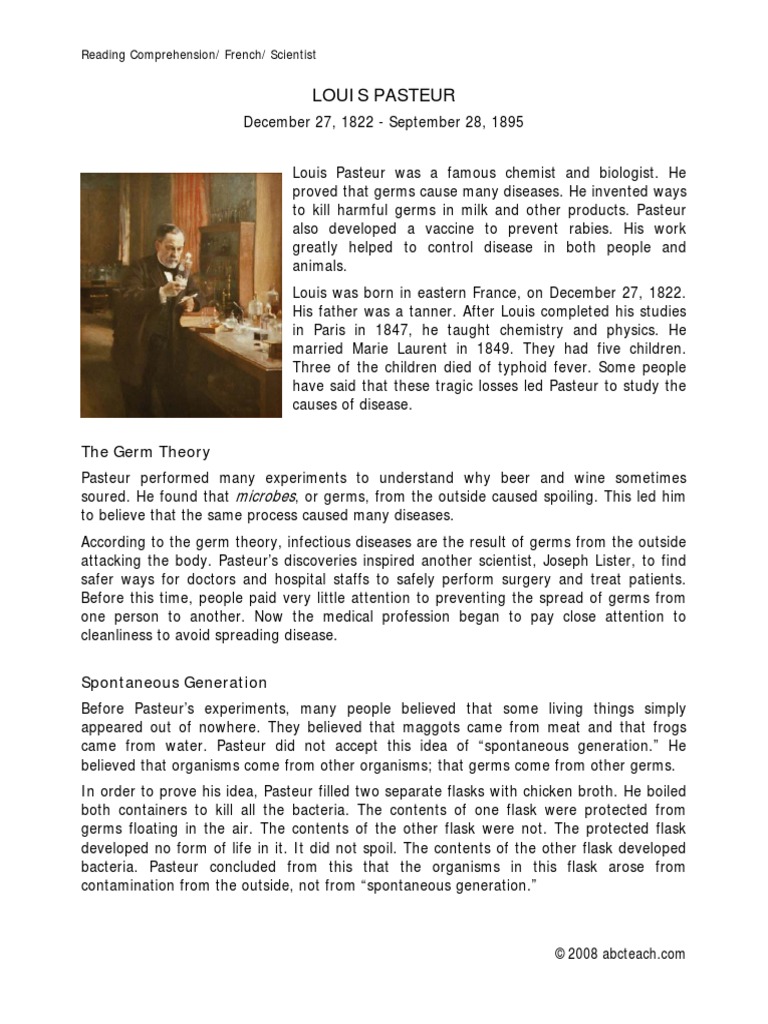 Pasteur Eng Middle | PDF | Louis Pasteur | Microorganism