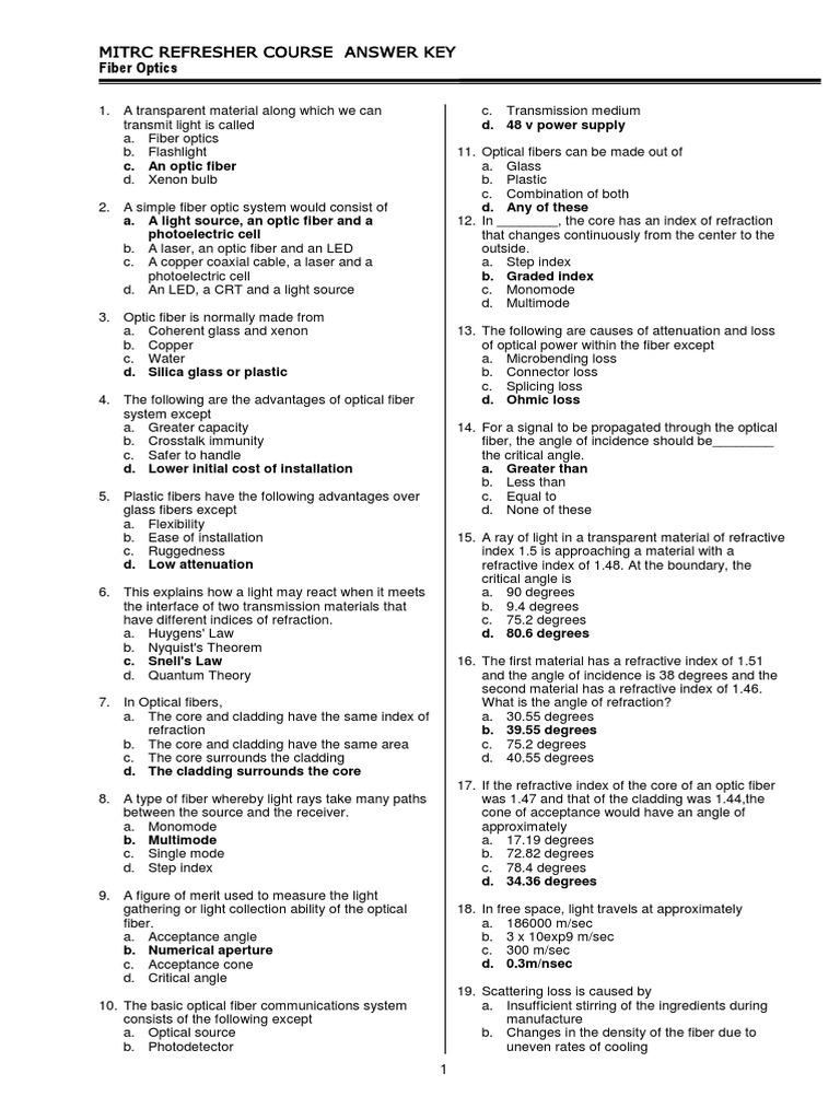 COMMS 7 - Fiber Optics | PDF | Optical Fiber | Optics