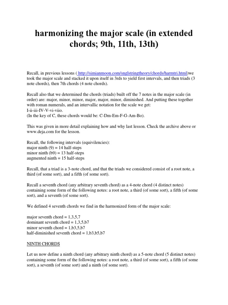 Harmonized Major Scale | Chord (Music) | Harmony