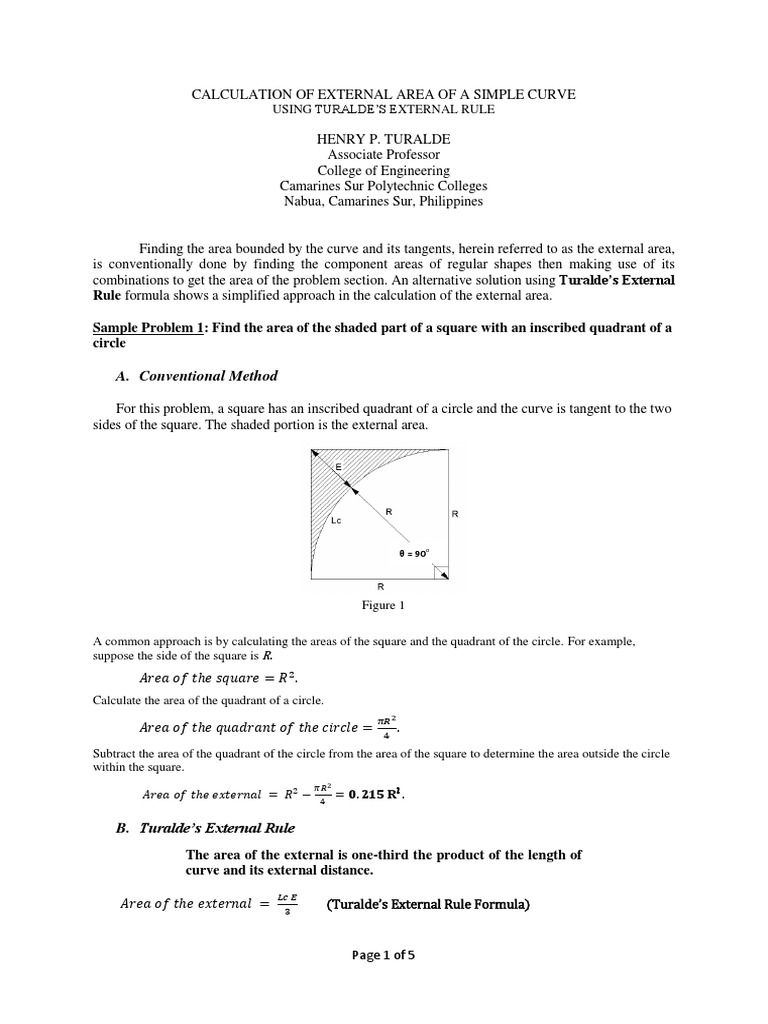 External Area Calculation | PDF | Area | Circle
