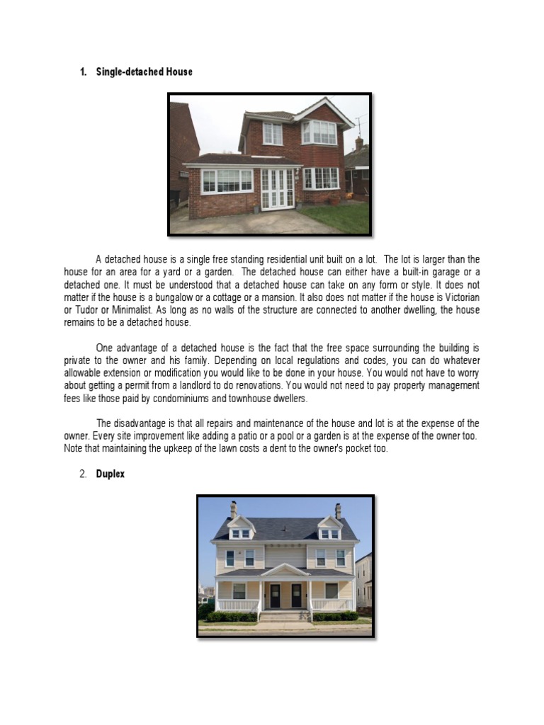 Types of Houses | Download Free PDF | Single Family Detached Home ...