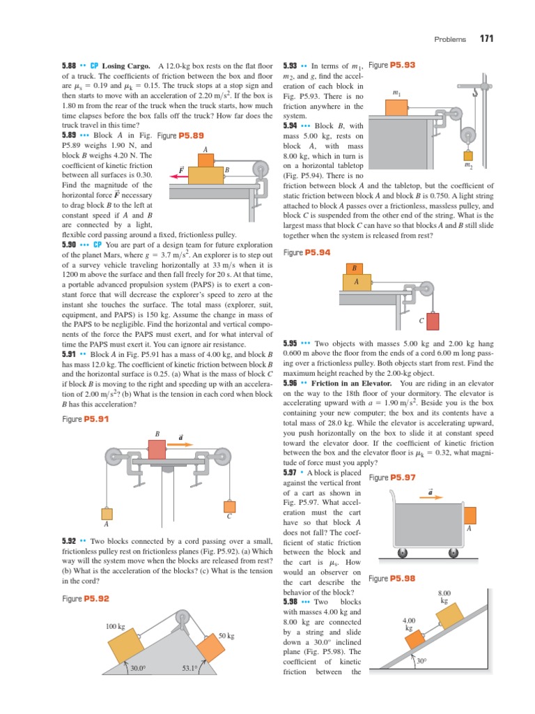 Physics I Problems PDF | PDF | Friction | Force