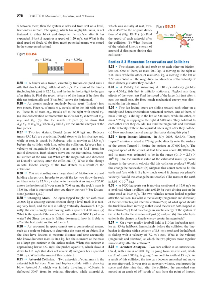 Physics I Problems PDF | PDF | Collision | Mass