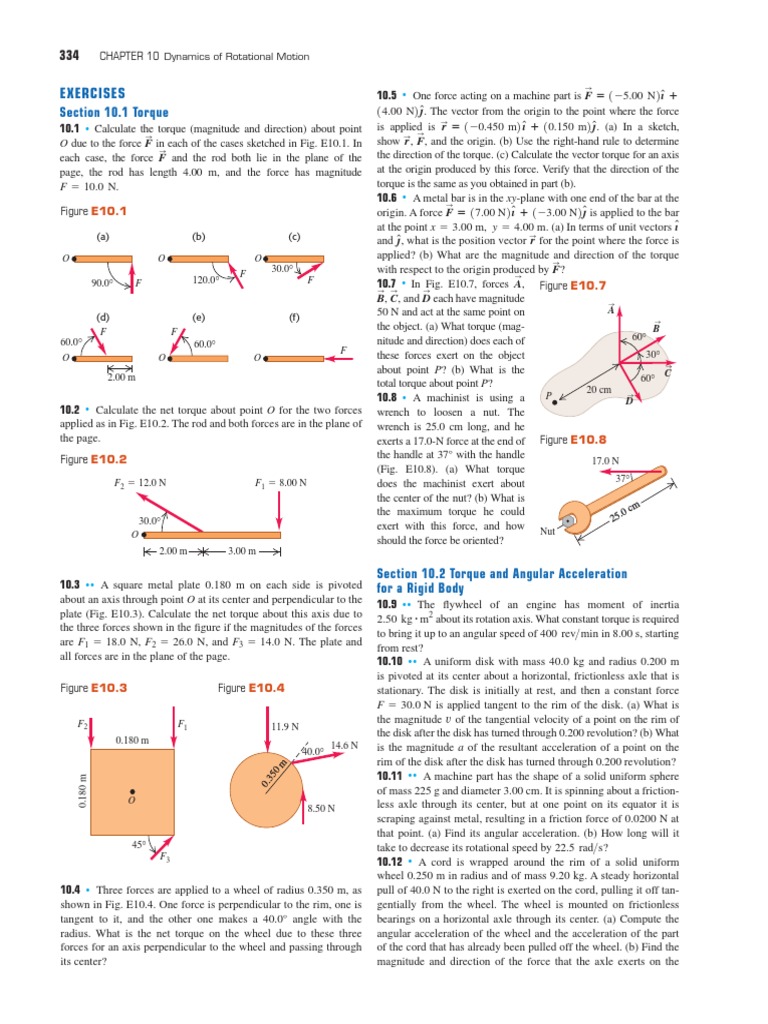 Physics I Problems PDF | PDF | Rotation Around A Fixed Axis | Torque