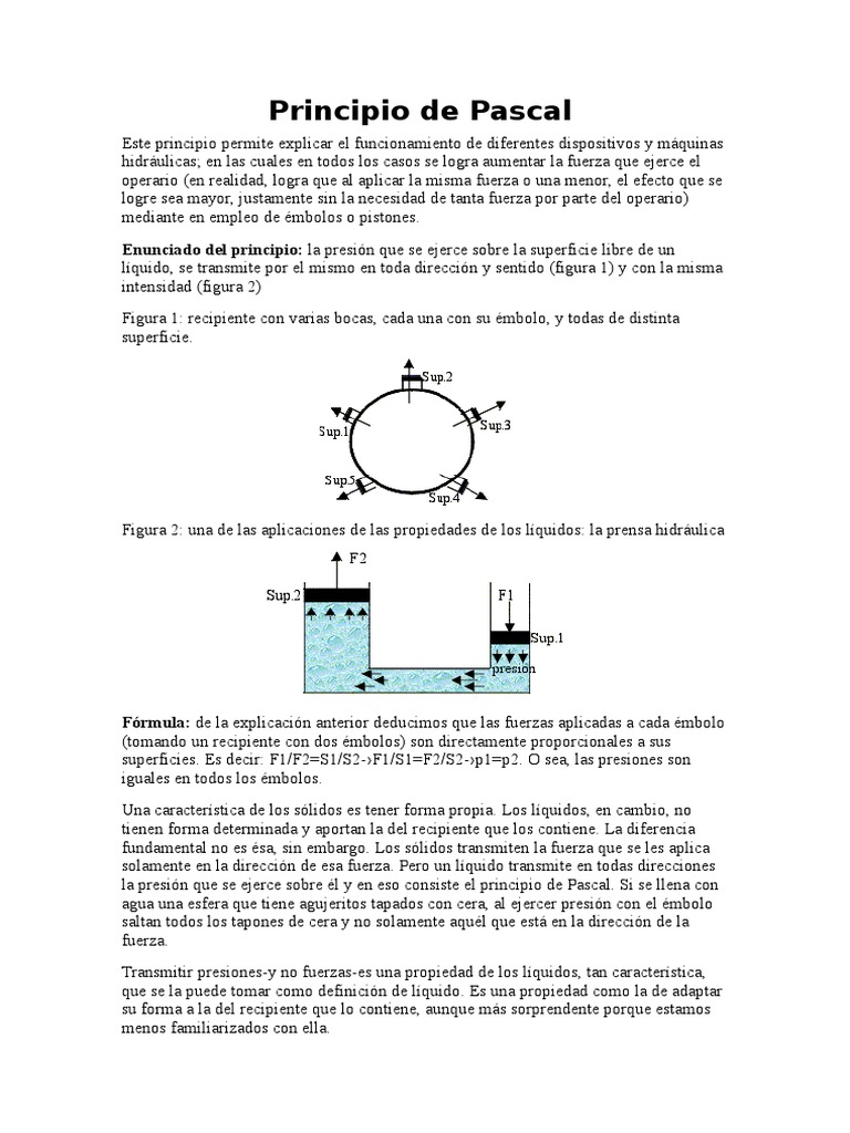 Principio de Pascal | Líquidos | Presión