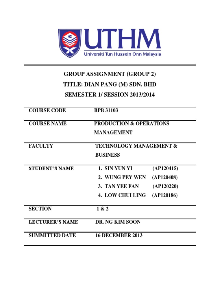 POM Full Report (Group Assignment) | PDF | Operations Management ...