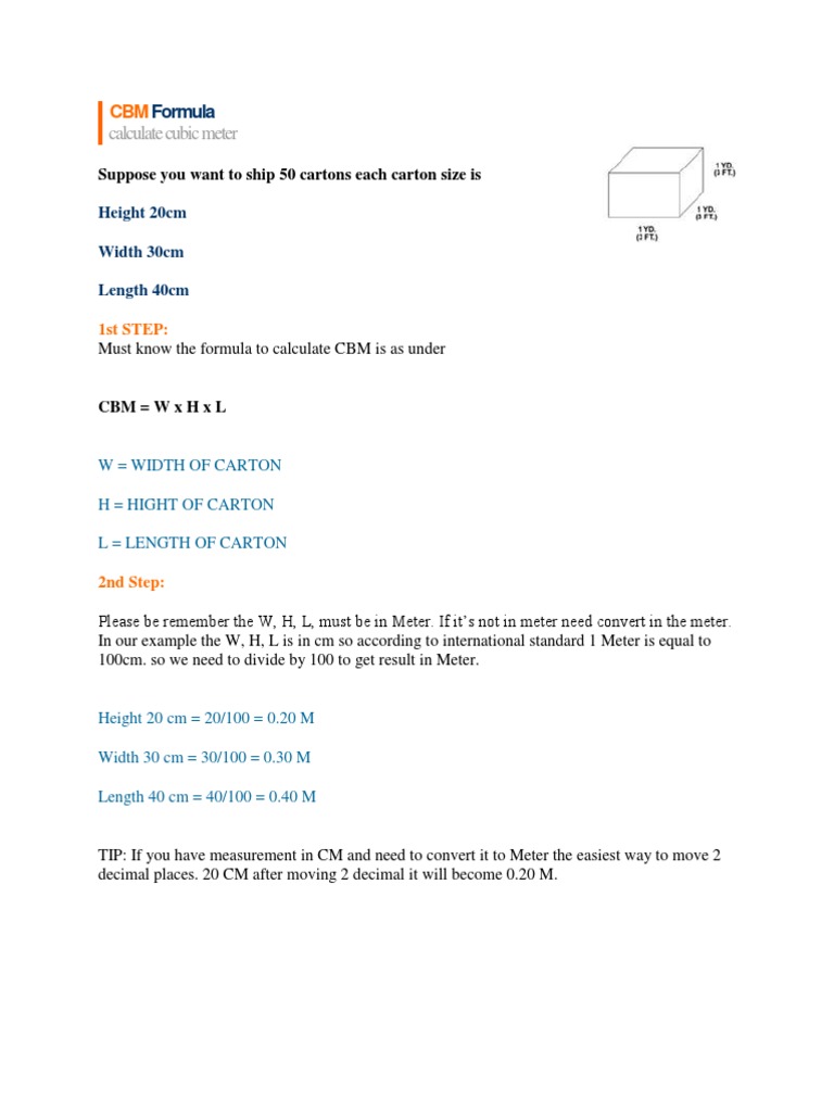 CBM Calculation | PDF | Volume | Cargo