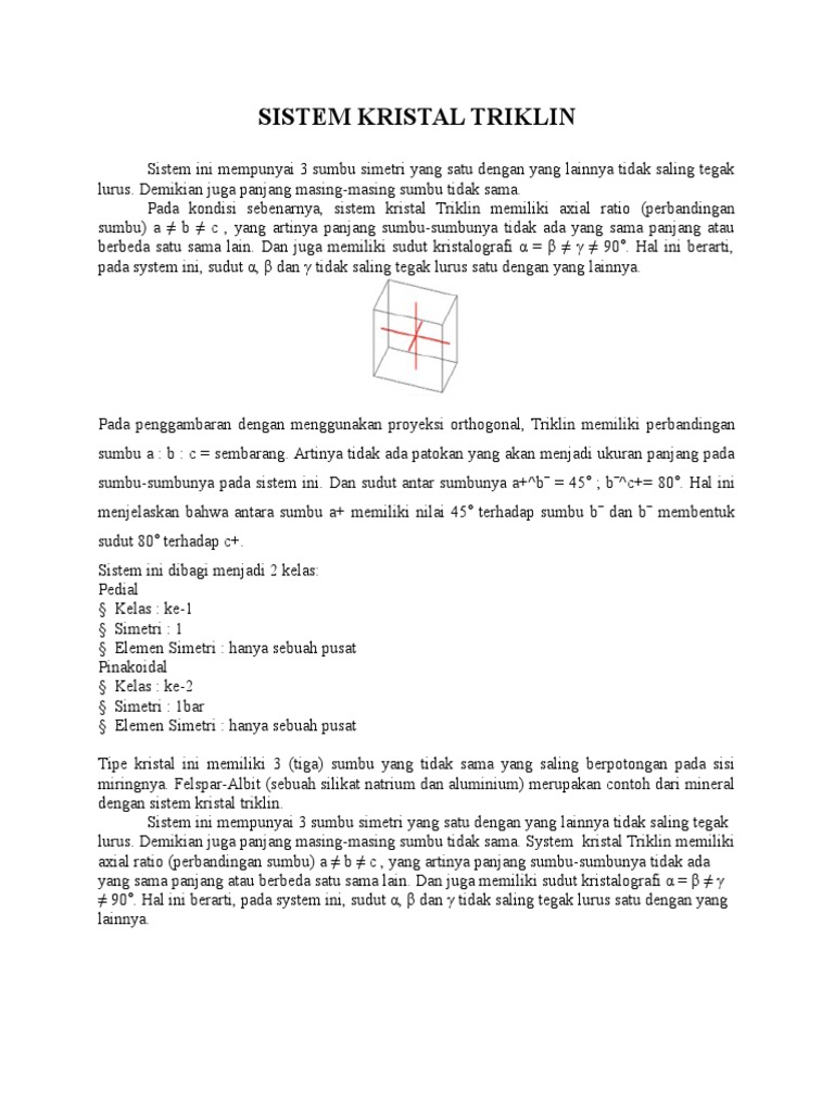 The Fundamental Properties and Examples of the Triclinic Crystal System ...