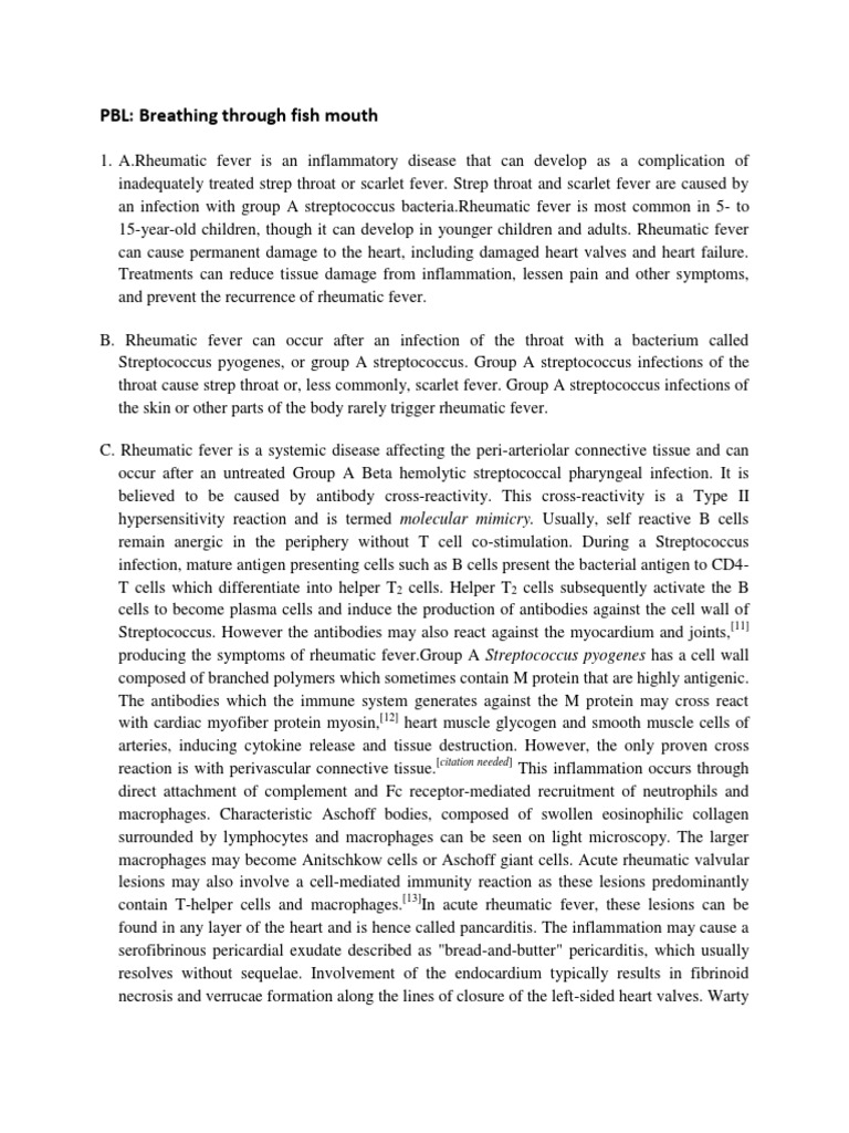 PBL: Breathing Through Fish Mouth | PDF | Streptococcus | Heart