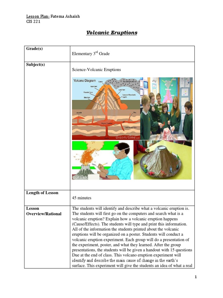 Lesson Plan With Rubric-Valcano Experiment | PDF | Volcano | Types Of ...