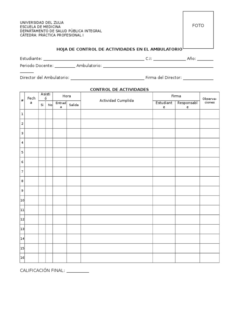 Hoja Control Ambulatorio | PDF | Ciencia y matemáticas