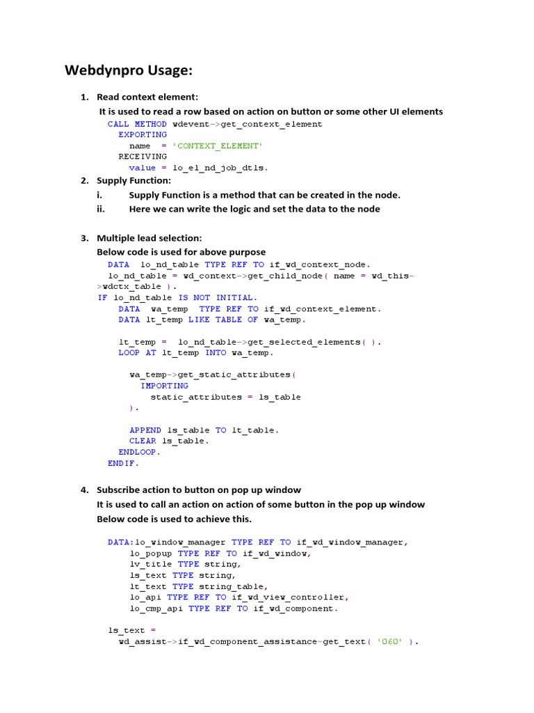 Webdynpro ABAP Usage With Sample Code | PDF | Database Index | String (Computer Science)