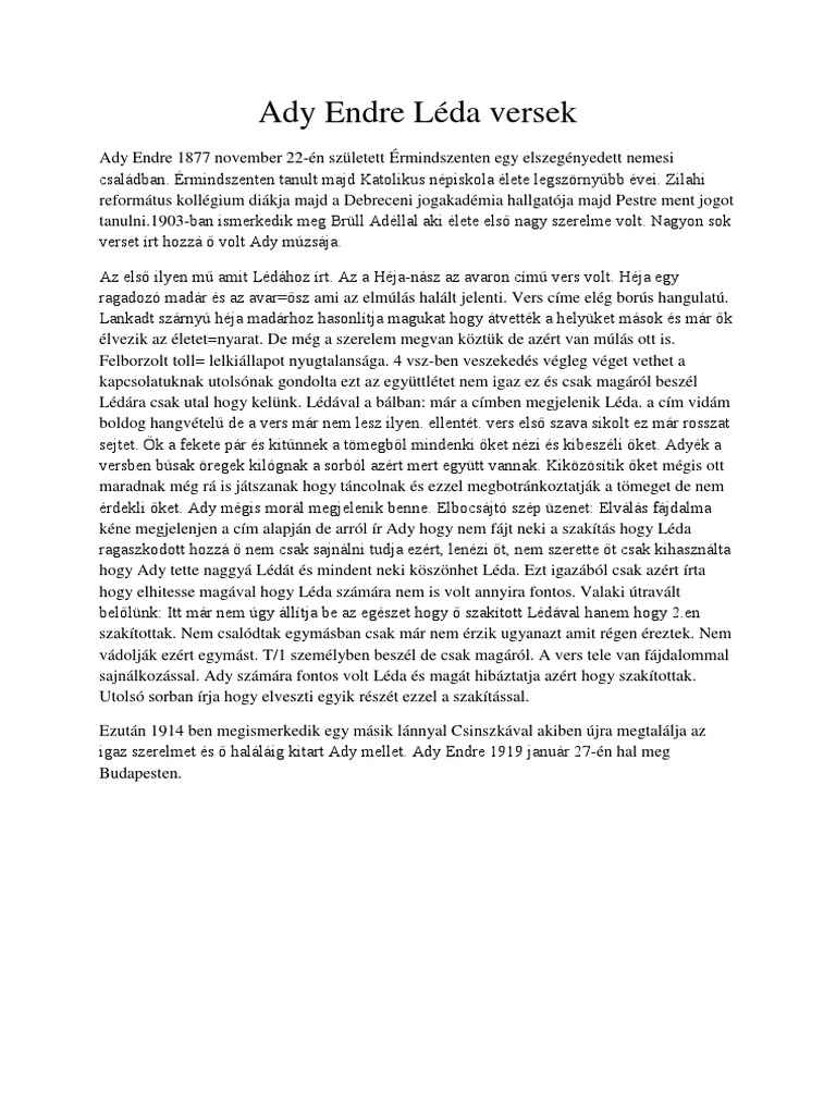 Ady Endre Léda Versek | PDF