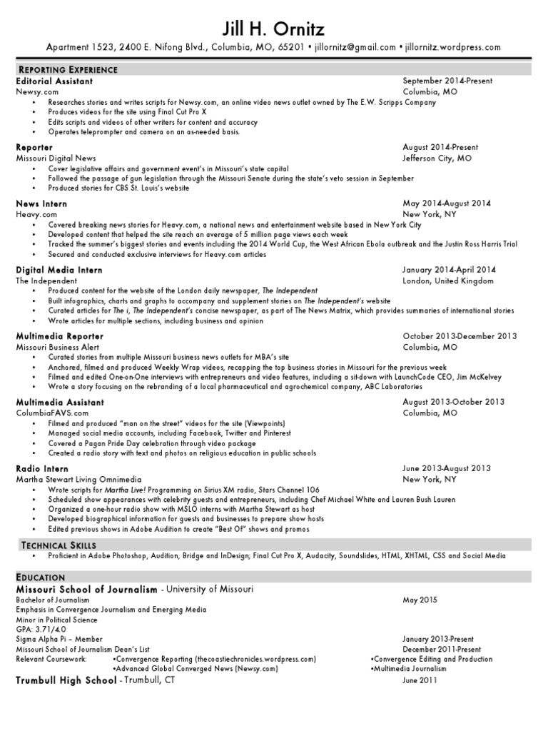Jill Ornitz Resume | PDF | Infographics | Websites