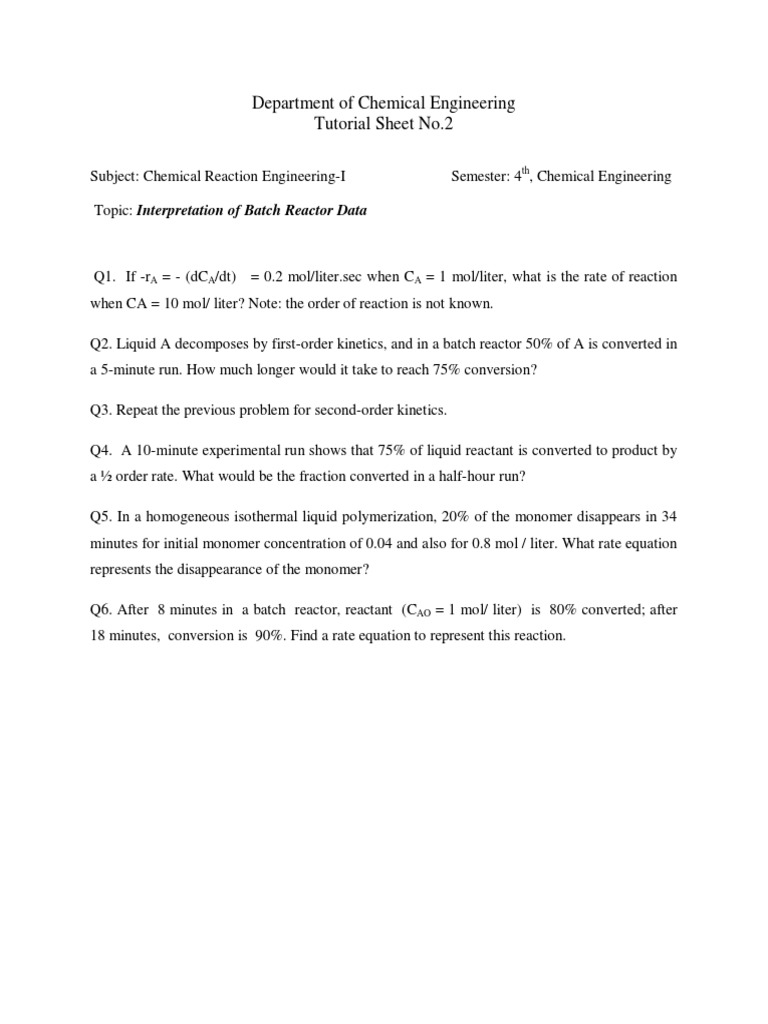 Batch Reactor Data Analysis Guide | PDF | Technology & Engineering