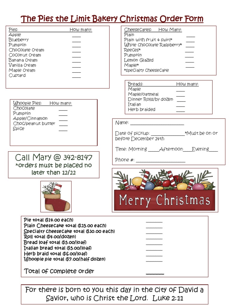 Christmas Order Form | PDF | Cooking, Food & Wine