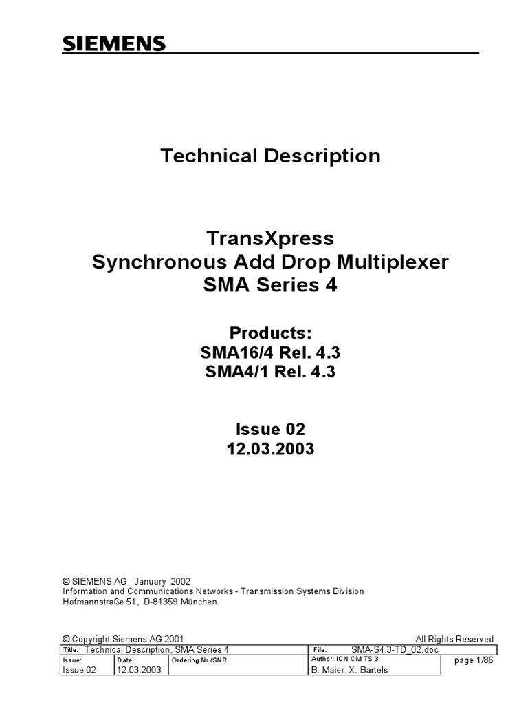 Technical Description SMA Series 4.3 | PDF | Ethernet | Networks