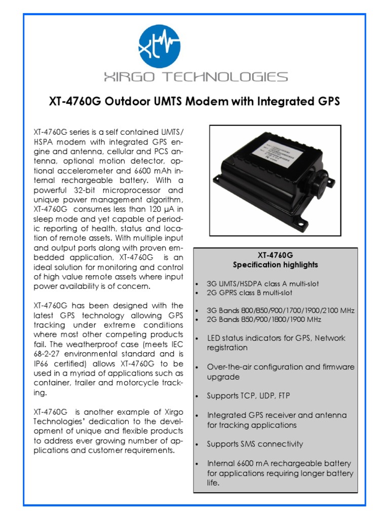 Xirgo XT 4760G Data Sheet | PDF | High Speed Packet Access | General ...