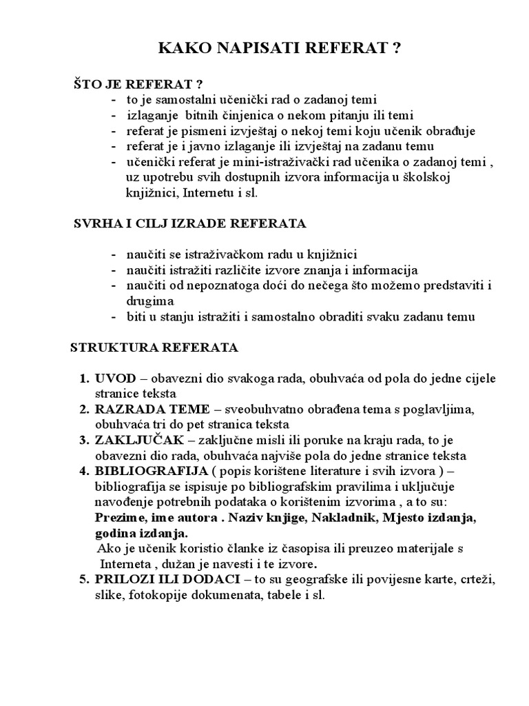 Kako Napisati Referat | PDF
