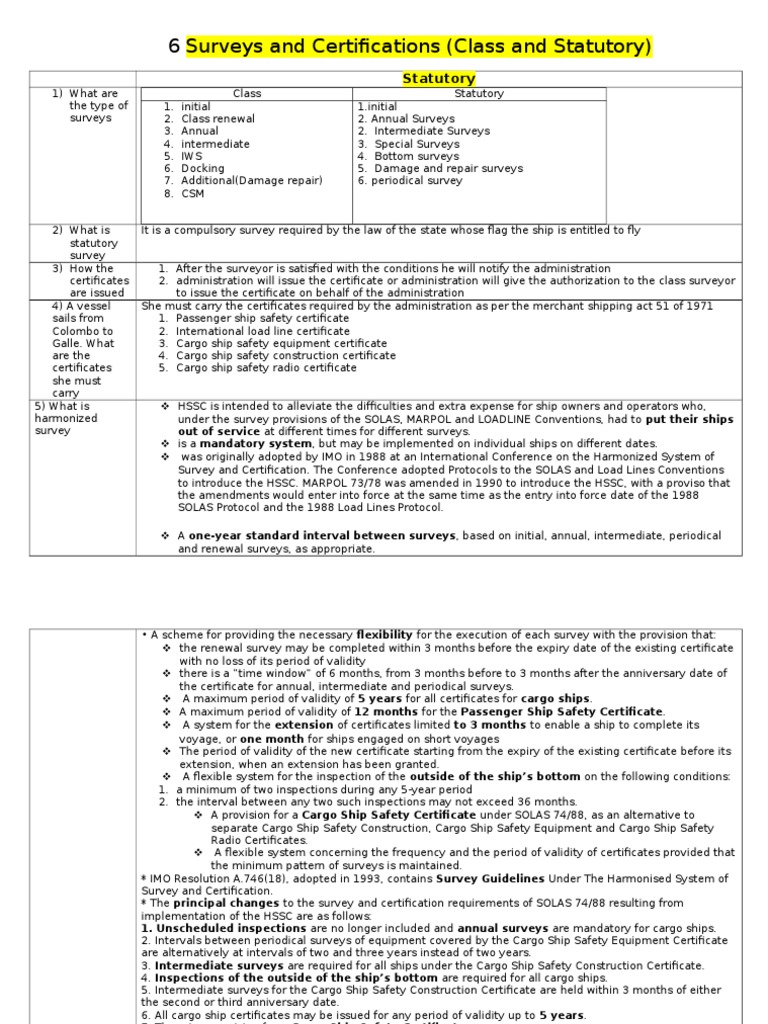 Surveys and Certifications | PDF | Oil Tanker | Ships