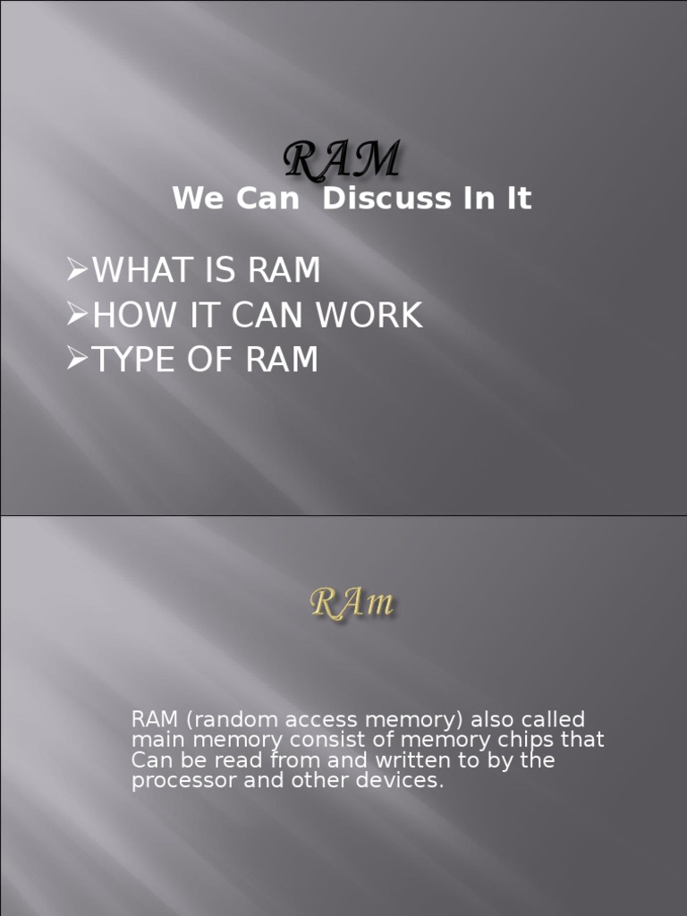 What Is Ram How It Can Work Type of Ram | PDF | Random Access Memory ...
