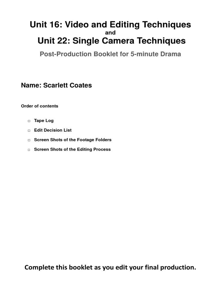Video Editing Techniques for Drama | PDF | Film Theory | Media Technology