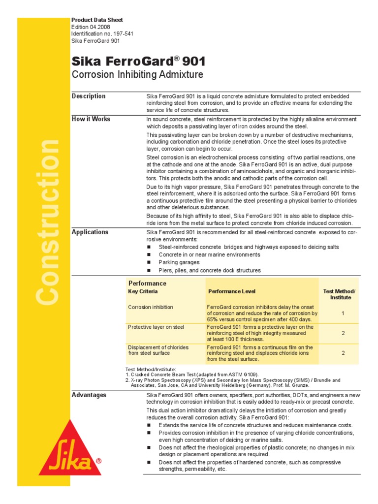 Pds CPD Sika FerroGard 901 Us | PDF | Corrosion | Reinforced Concrete