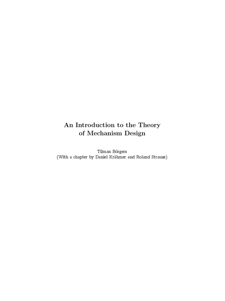 Theory of Mechanism Design | PDF | Utility | Game Theory