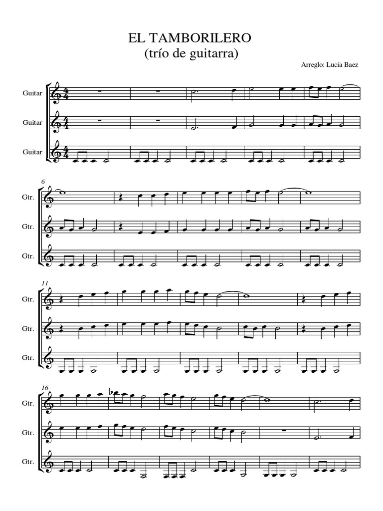 El Tamborilero Trío de Guitarra Dom | PDF