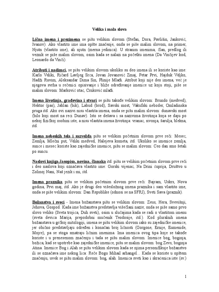 Velika I Mala Slova | PDF