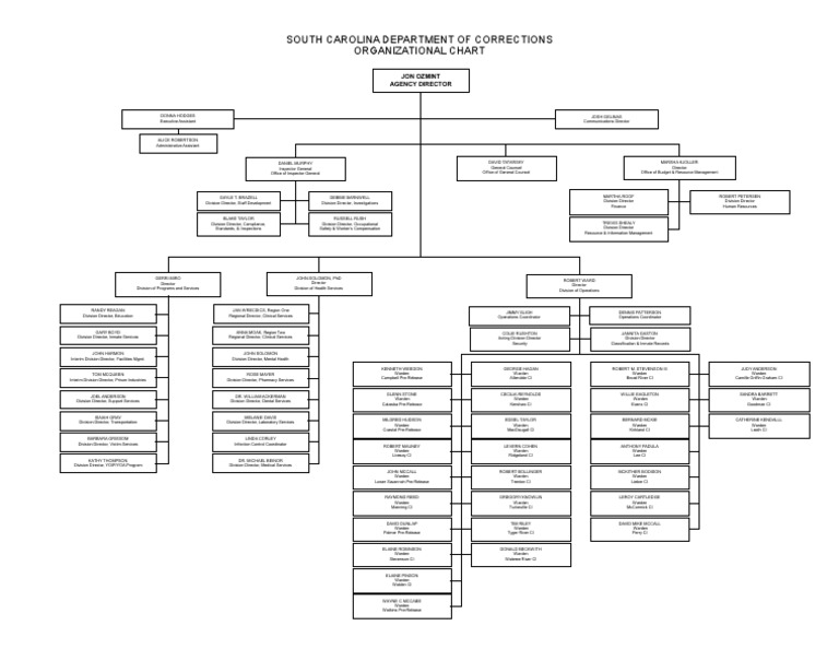 South Carolina Department of Corrections Organizational Chart | PDF ...