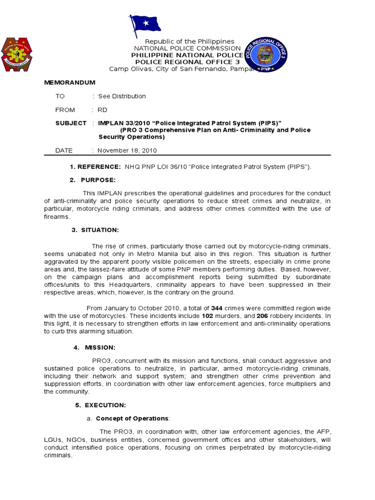Police Integrated Patrol System (PIPS) - 17 Nov 10 | PDF | Police ...
