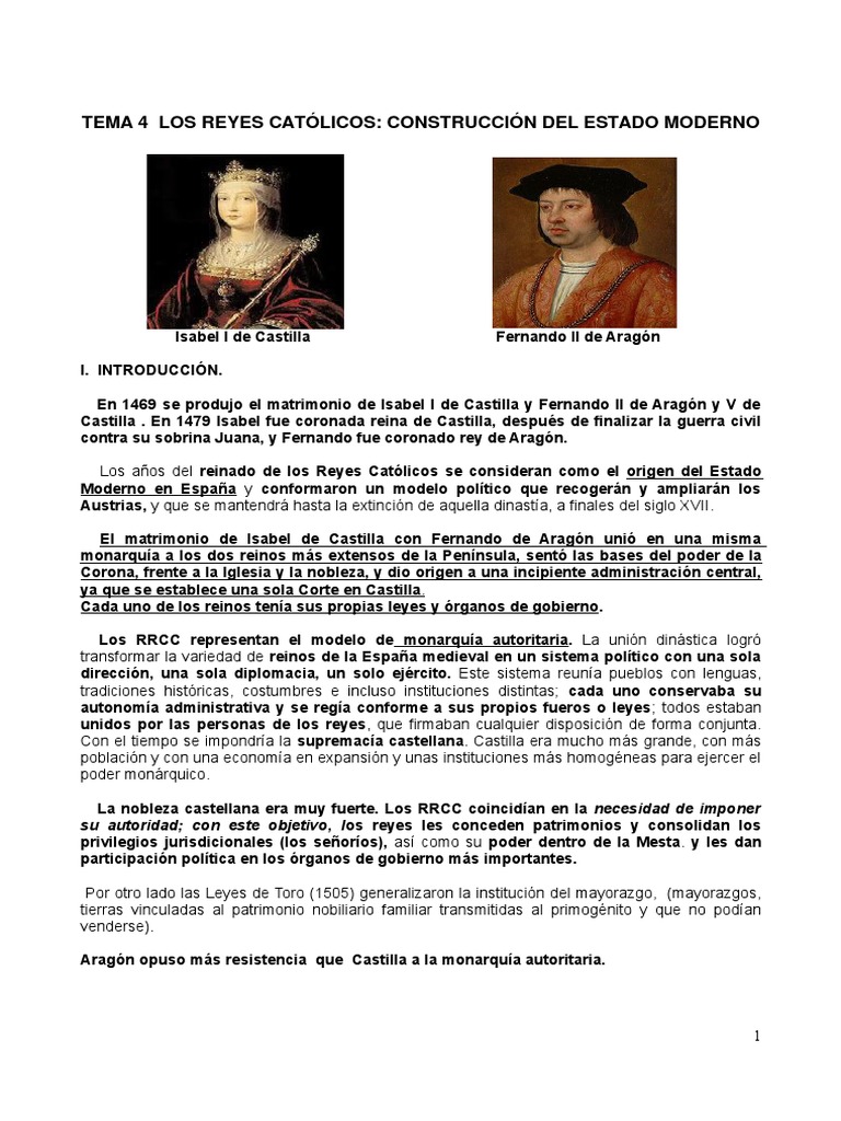 Tema 4 Reyes Católicos | PDF