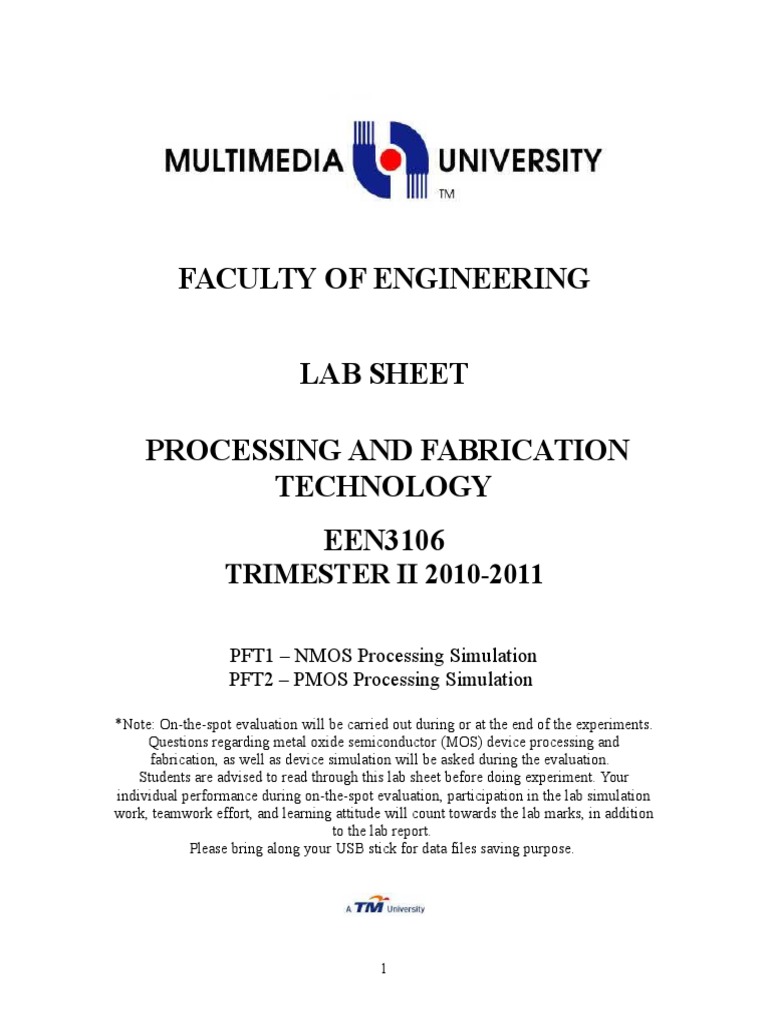 Faculty of Engineering Lab Sheet Processing and Fabrication Technology ...