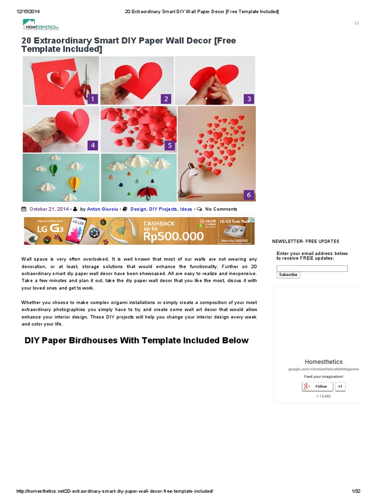 20 Extraordinary Smart DIY Wall Paper Decor (Free Template Included ...