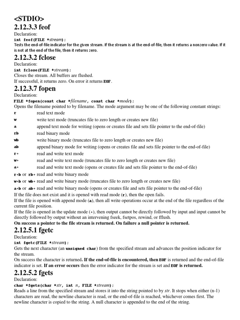 A Guide To Common C File Inputoutput Memory Allocation And String Functions Pdf Pointer 4354