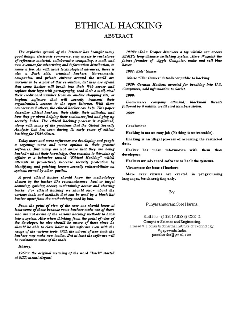 Ethical Hacking | Download Free PDF | Security Hacker | White Hat (Computer Security)